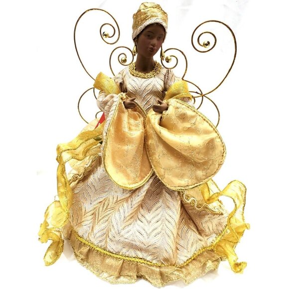 Holiday | Santas Workbench Black African American Angel Tree Topper ...